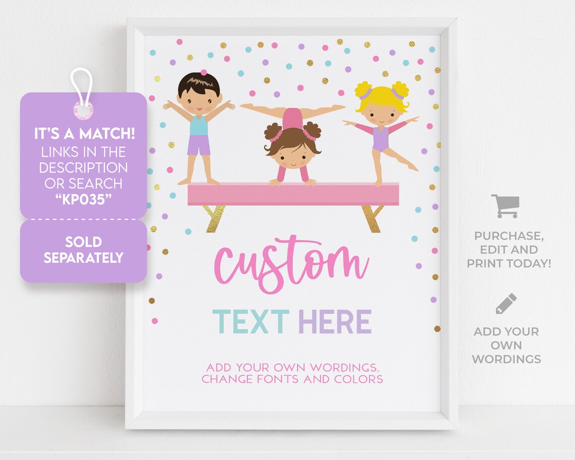 Gymnastics Water Bottle Label Template, Editable Bottle Wrapper, Party ...