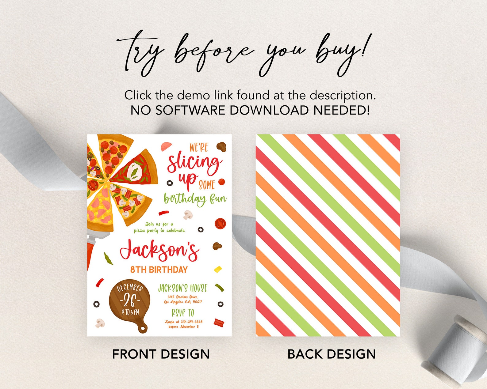 Pizza Party Birthday Invitation Editable Snack Party Invite - Etsy