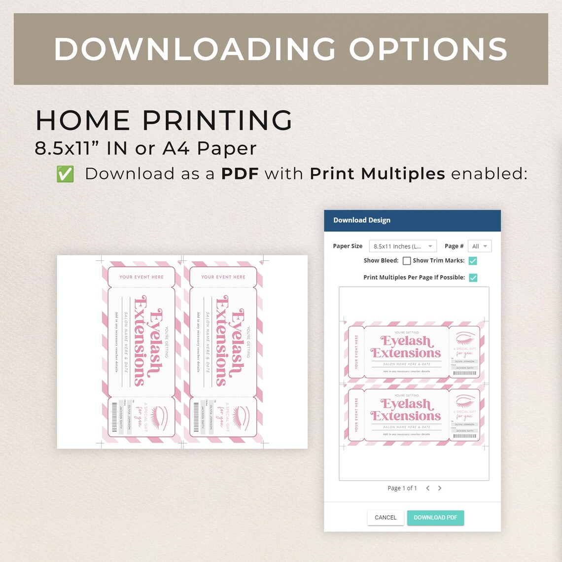 Eyelash Extensions Gift Voucher, Printable Lash Extensions Gift ...