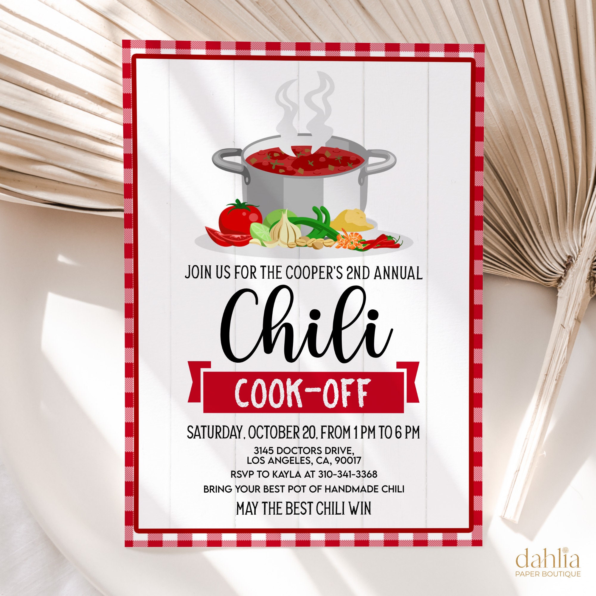Chili Cookoff Invitation, Editable Chili Tasting Contest Competiton ...