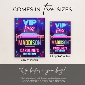 Limo Party VIP Pass Template, Editable VIP Limousine Badge for Lanyard ...