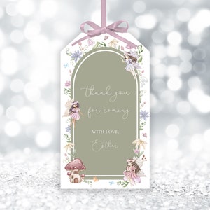 EDITABLE Fairy Thank You Gift Tag, Fairy Party Favor Tag, Magical Fairy ...
