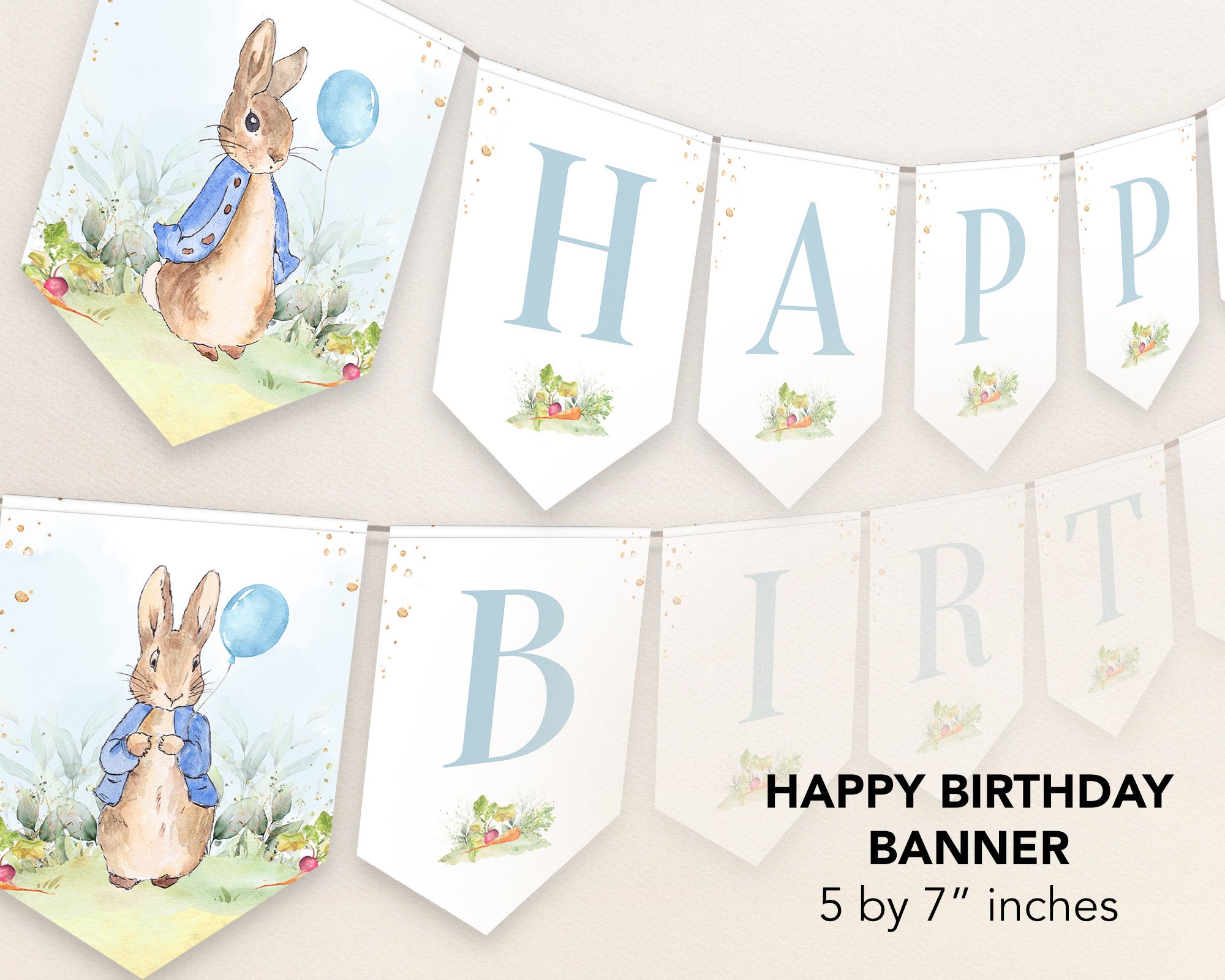 EDITABLE Peter Rabbit Happy Birthday Banner Flopsy Bunny - Etsy Australia