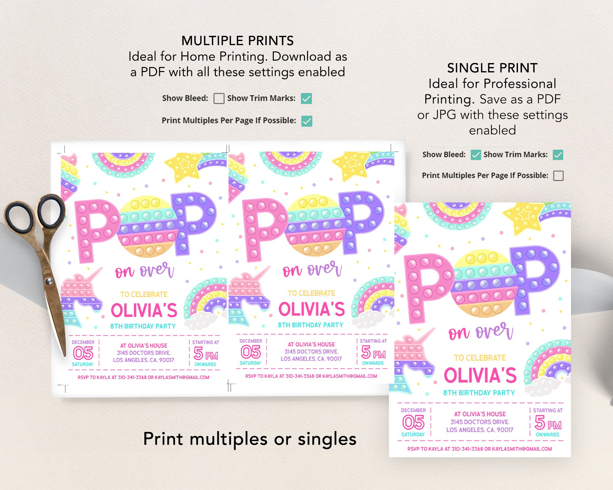 EDITABLE Pop It Birthday Invitation Pop It Party Invitation - Etsy Canada