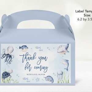 Under the Sea Gable Box Label Template, Editable Ocean Animals Party ...