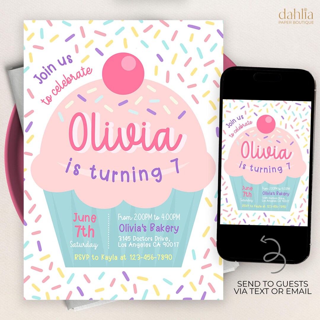 Cupcake Decorating Party Invitation, Editable Baking Birthday Invite ...