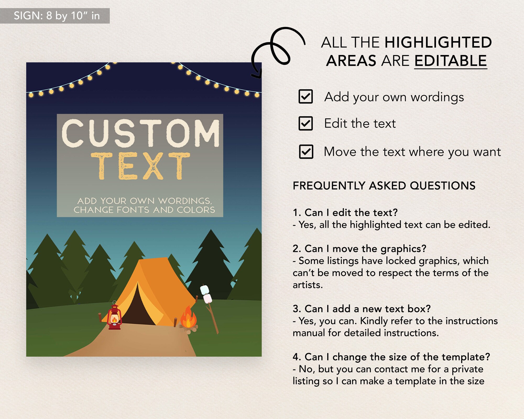 Camping Birthday Custom Text Sign Camping Party Decor Camp - Etsy