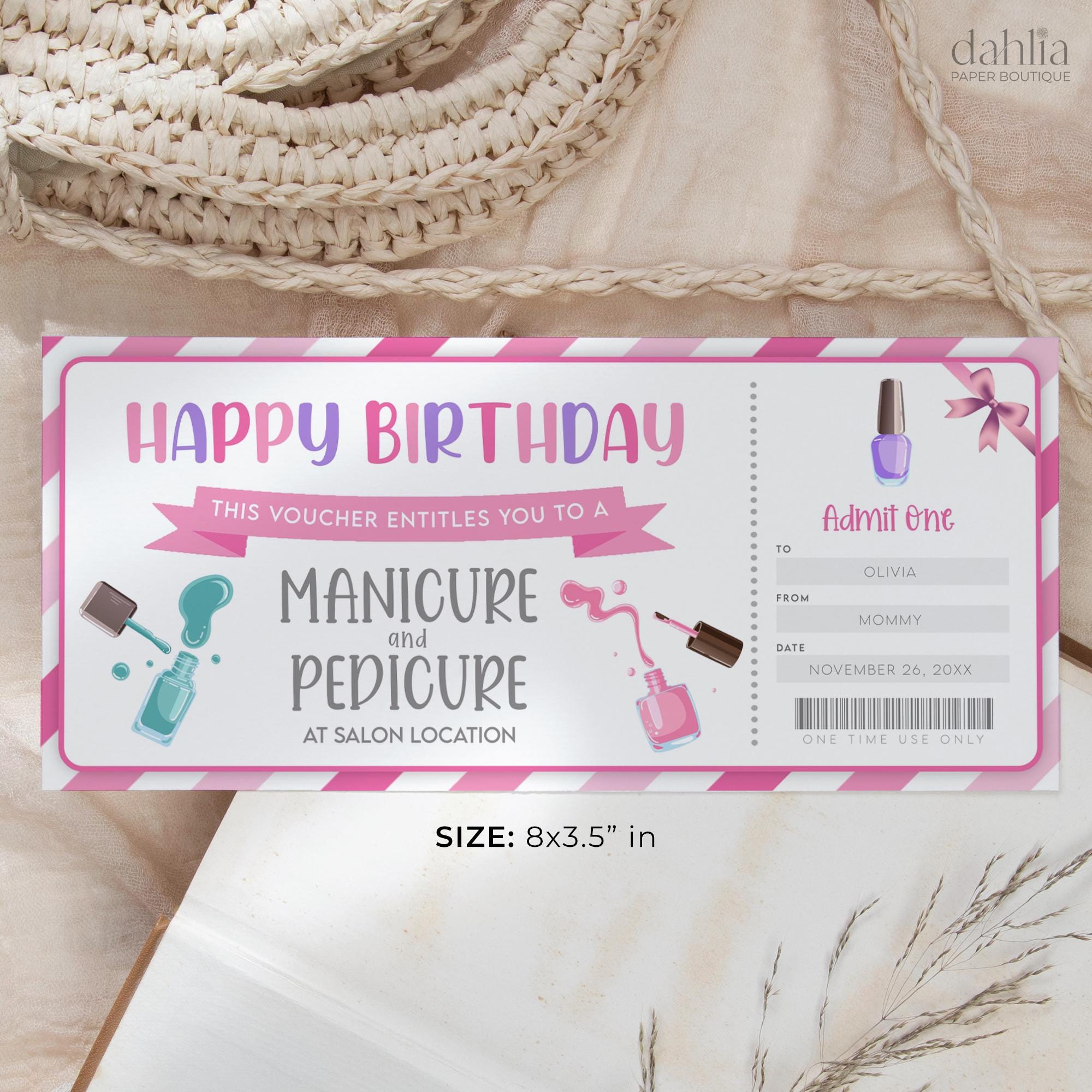 Manicure Pedicure Gift Certificate Template, Editable Birthday Mani ...