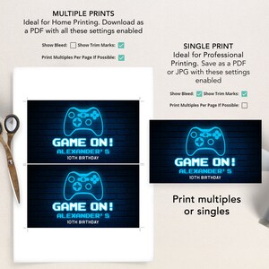 Video Game Gable Box Label Template, Editable Gamer Party Sticker, Blue ...