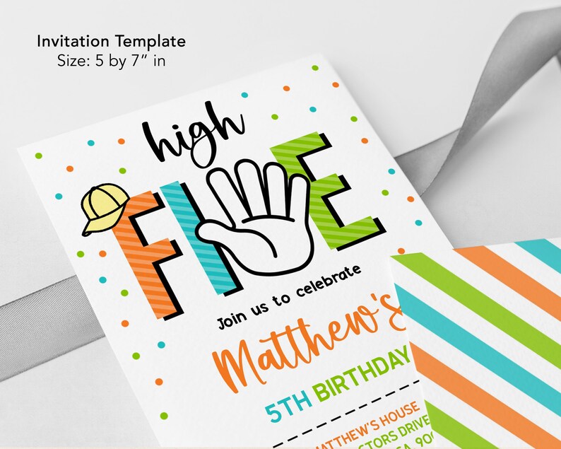 High Five Birthday Invitation Editable Hi Five Invite - Etsy