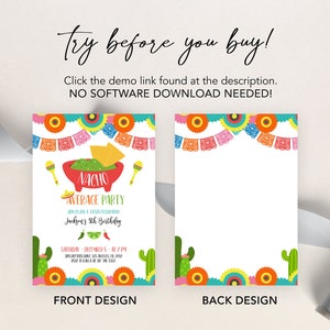 Nacho Average Party Invitation, EDITABLE Fiesta Birthday Invite ...