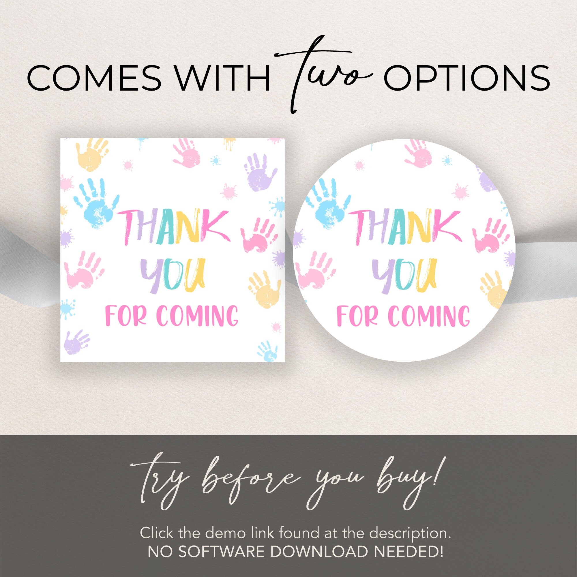 Thank You for Coming Gift Tag, EDITABLE High Five Birthday Label, Hi 5 ...