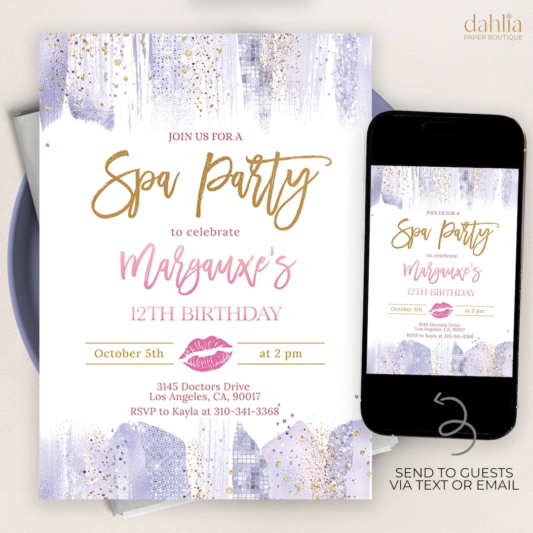 Join Us for A Spa Party Invitation, Editable Pamper Party Template ...