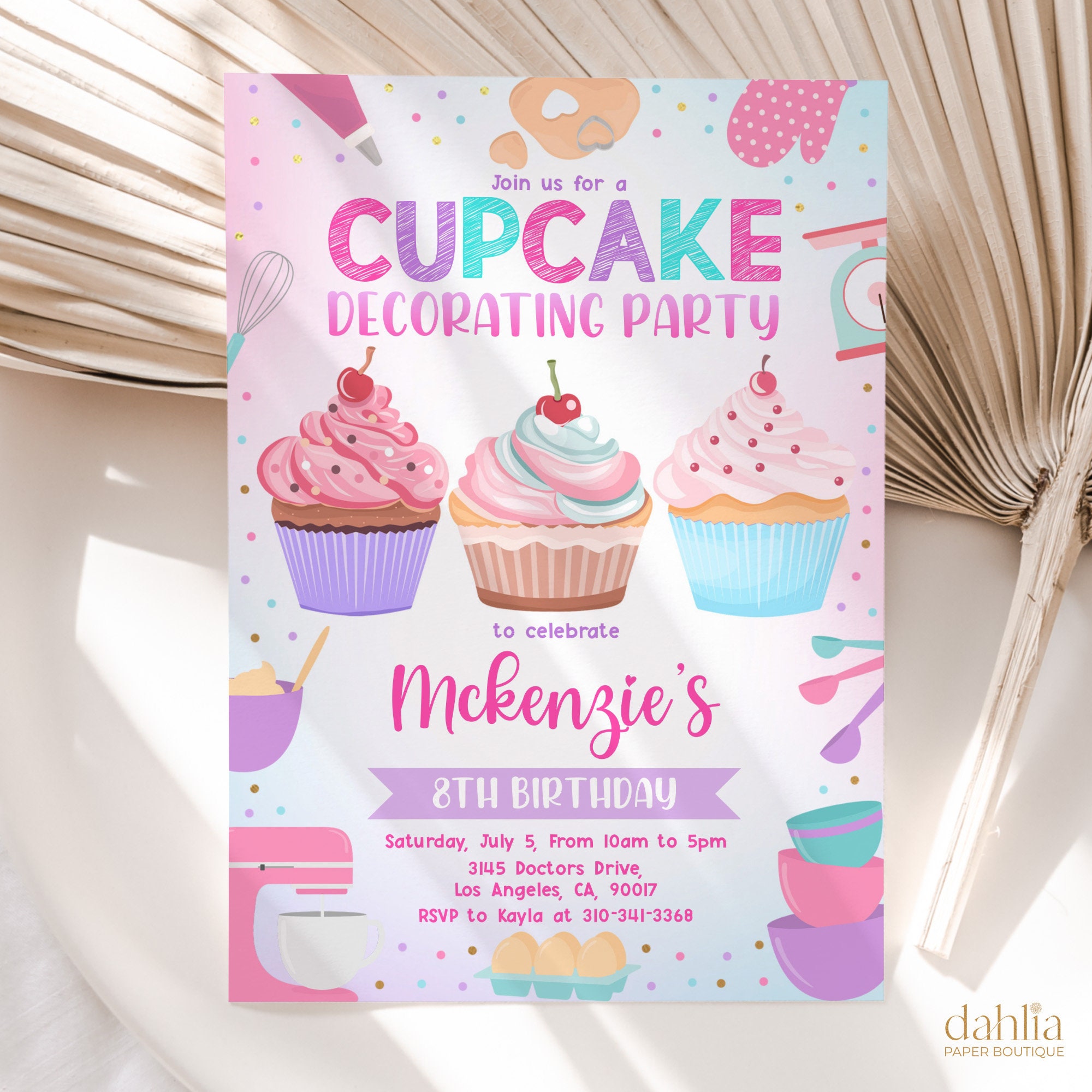 Cupcake Decorating Party Invitation, Editable Baking Birthday Invite ...