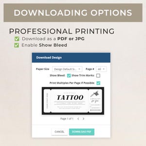Tattoo Gift Voucher, Editable Tattoo Gift Certificate Printable, Get ...