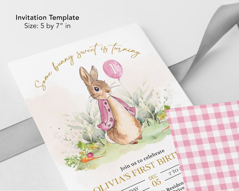 Peter Rabbit First Birthday Invitation Editable Invite - Etsy