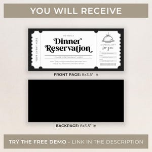 Dinner Reservation Gift Voucher, Editable Dinner Date Coupon, Dinner ...