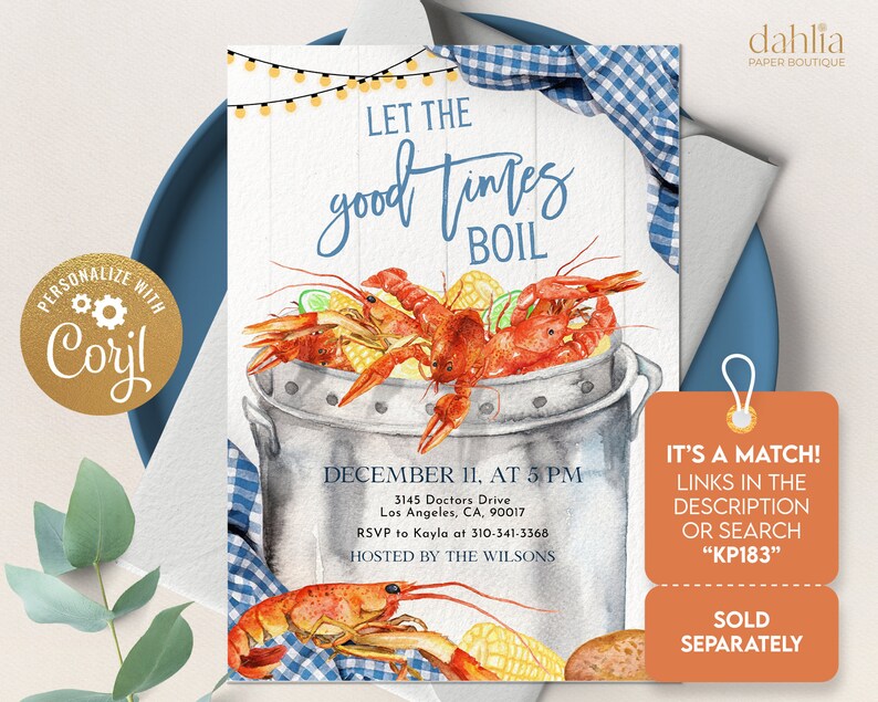 Editable Seafood Boil Custom Text Sign, Let the Good Times Boil ...