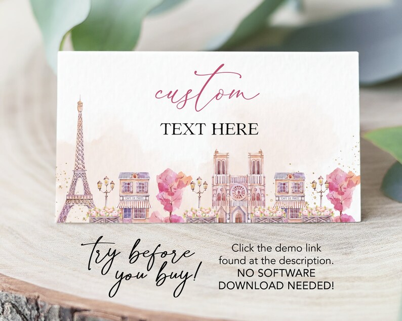 Paris Birthday Food Labels Template, Parisian Cafe Place Card, Eiffel ...