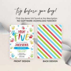 High Five Birthday Invitation, Editable Hi Five Invite Template, Boys ...