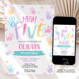 High Five Birthday Invitation, Editable Hi Five Invite Template, Girls ...