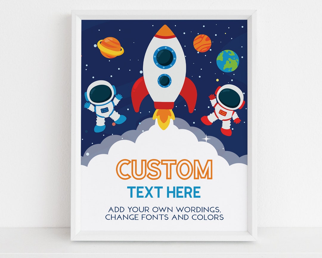 EDITABLE Space Birthday Custom Text Sign, Galaxy Planets Party Invite ...