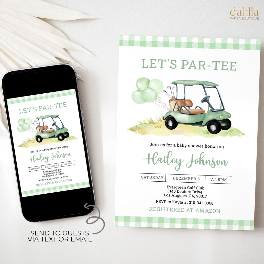 Editable Golf Baby Shower Invitation, Let's Par-tee Baby Shower ...