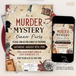 Murder Mystery Dinner Party Invitation, EDITABLE Adult Cocktail Party ...