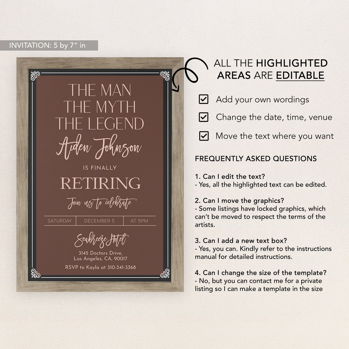 The Man the Myth the Legend Retirement Invitation, Editable Rustic ...