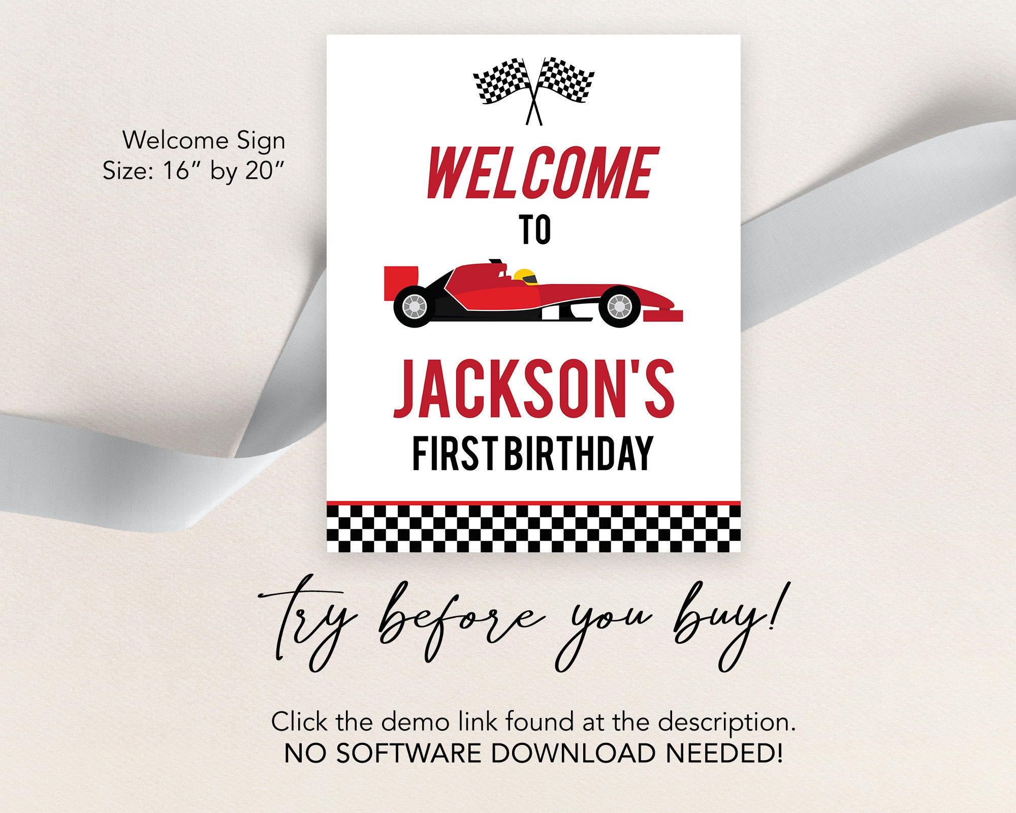 EDITABLE Fast One First Birthday Welcome Sign Printable Race - Etsy