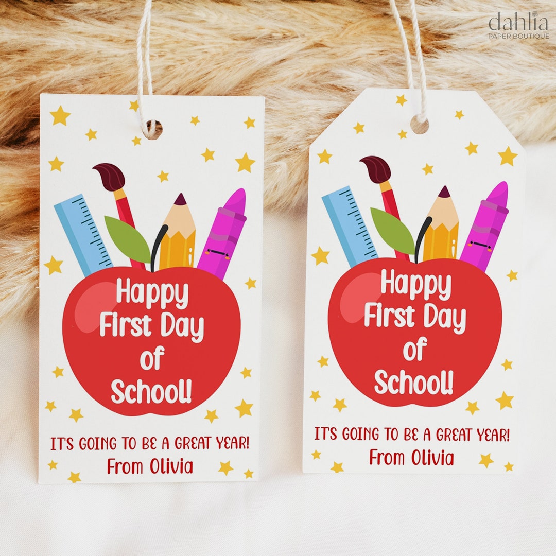 First Day of School Favor Tags, EDITABLE Back to School Gift Tag ...