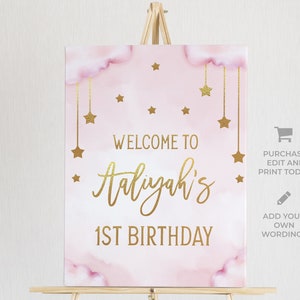 Twinkle Twinkle Little Star Welcome Sign, EDITABLE Moon and Stars Kid's ...