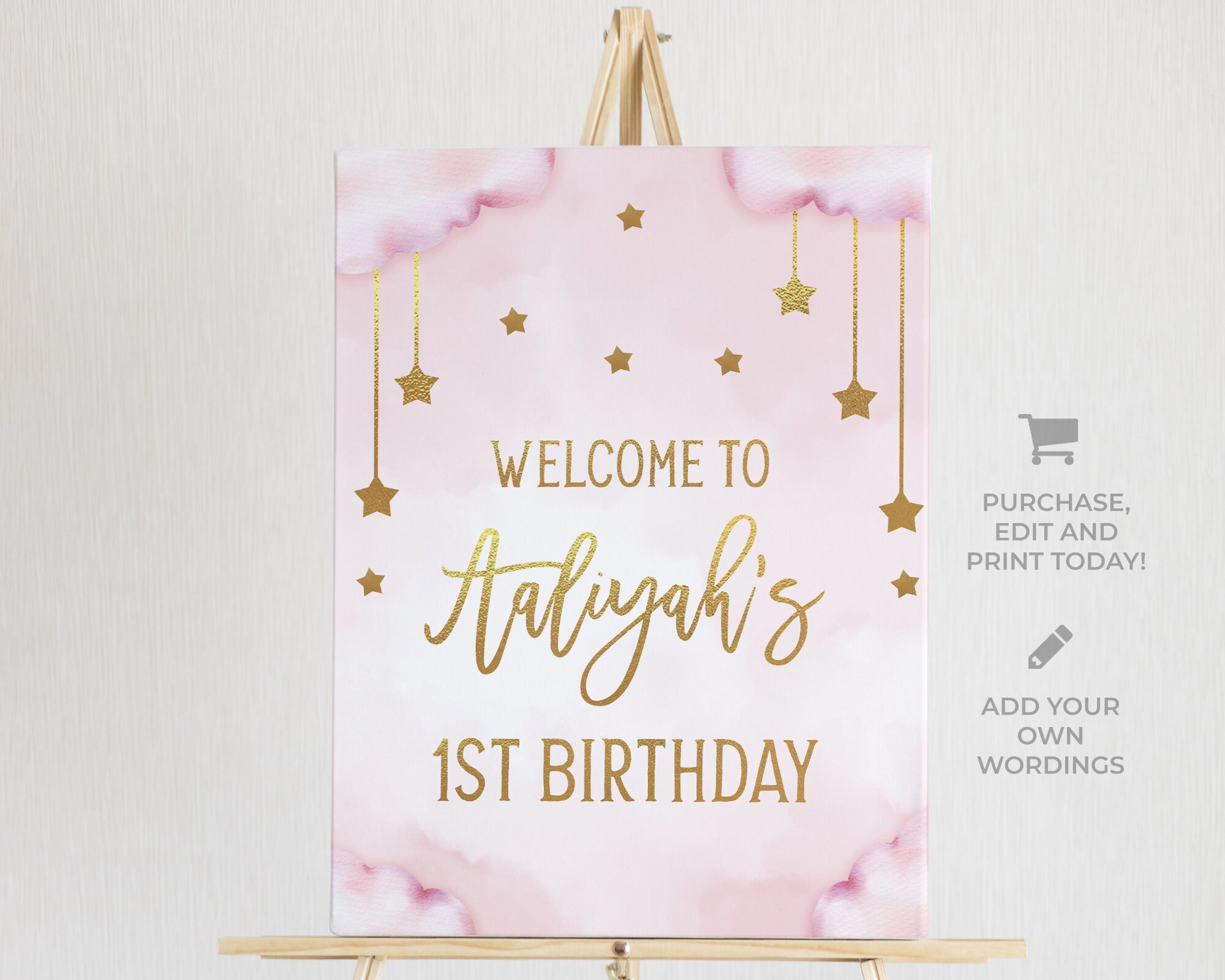 Twinkle Twinkle Little Star Welcome Sign EDITABLE Moon and - Etsy