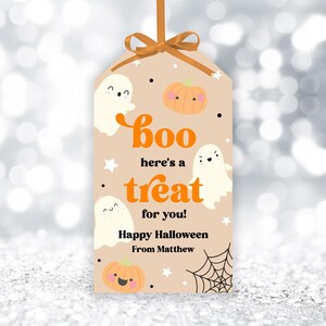 Boo Here's A Treat for You Tag, Printable Happy Halloween Ghost Favor ...