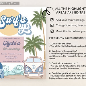 Surf's up Invitation, EDITABLE Swimming Party Invite Template, Tropical ...