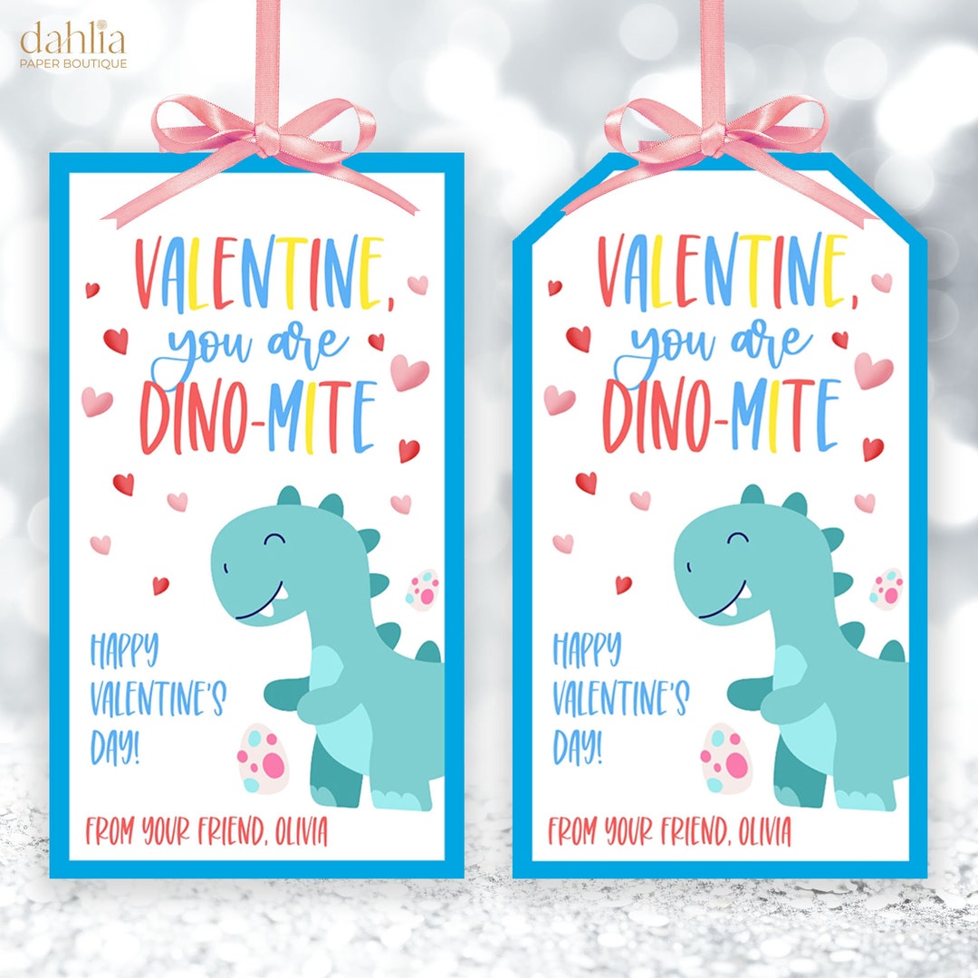 Editable Dinosaur Valentine, Valentine Gift Tag Template, You're Dino ...