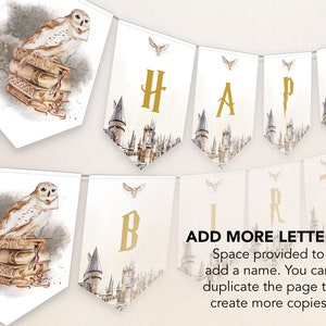 EDITABLE Wizard Happy Birthday Banner, Magic School Party Banner ...