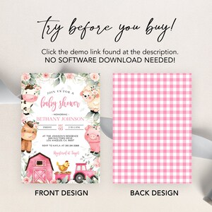 EDITABLE Farm Baby Shower Invitation Template Set Barn - Etsy