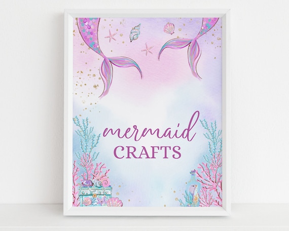 EDITABLE Mermaid Birthday Mermaid Crafts Sign, Under The Sea Party ...