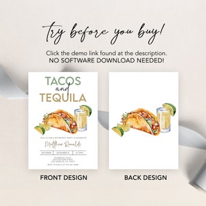 Tacos and Tequila Retirement Invitation, Editable Adult Party Invite ...