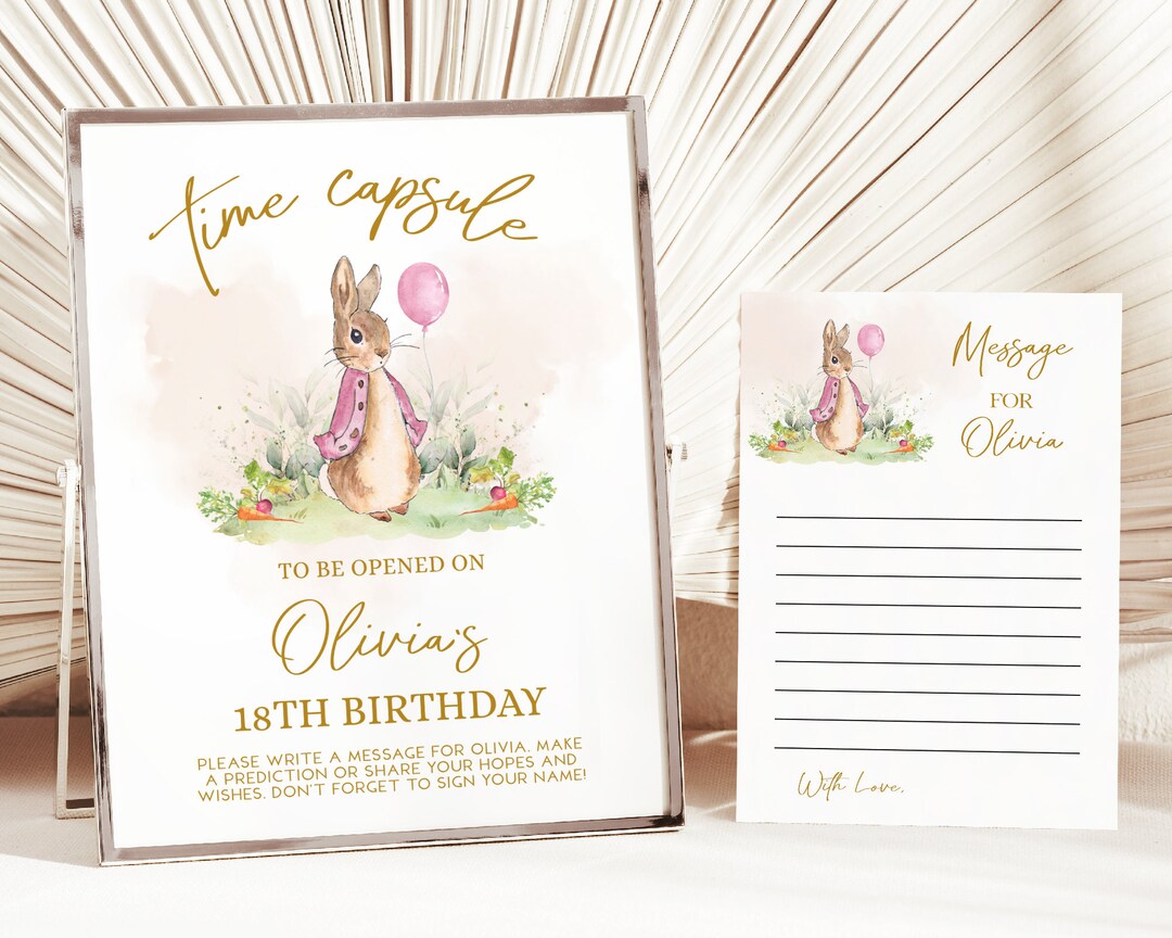 Time Capsule Template, Peter Rabbit Birthday Time Capsule, Flopsy Bunny ...