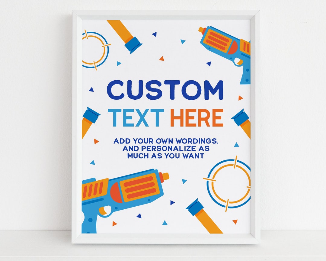 Dart Gun Party Custom Text Sign, EDITABLE Dart War Birthday Poster ...