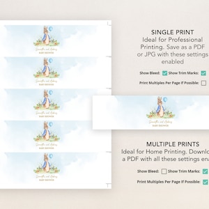 EDITABLE Peter Rabbit Baby Shower Water Bottle Sticker Label, Rustic ...
