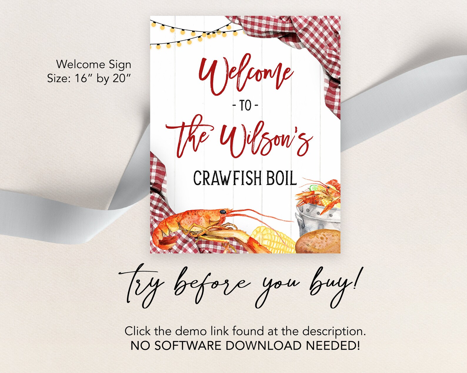 Editable Seafood Boil Welcome Sign, Let the Good Times Boil, Crawfish ...