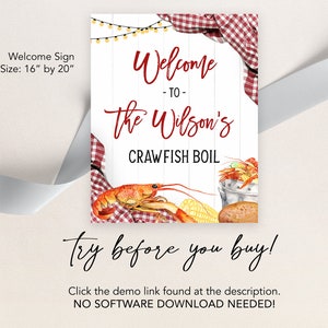 Editable Seafood Boil Welcome Sign, Let the Good Times Boil, Crawfish ...
