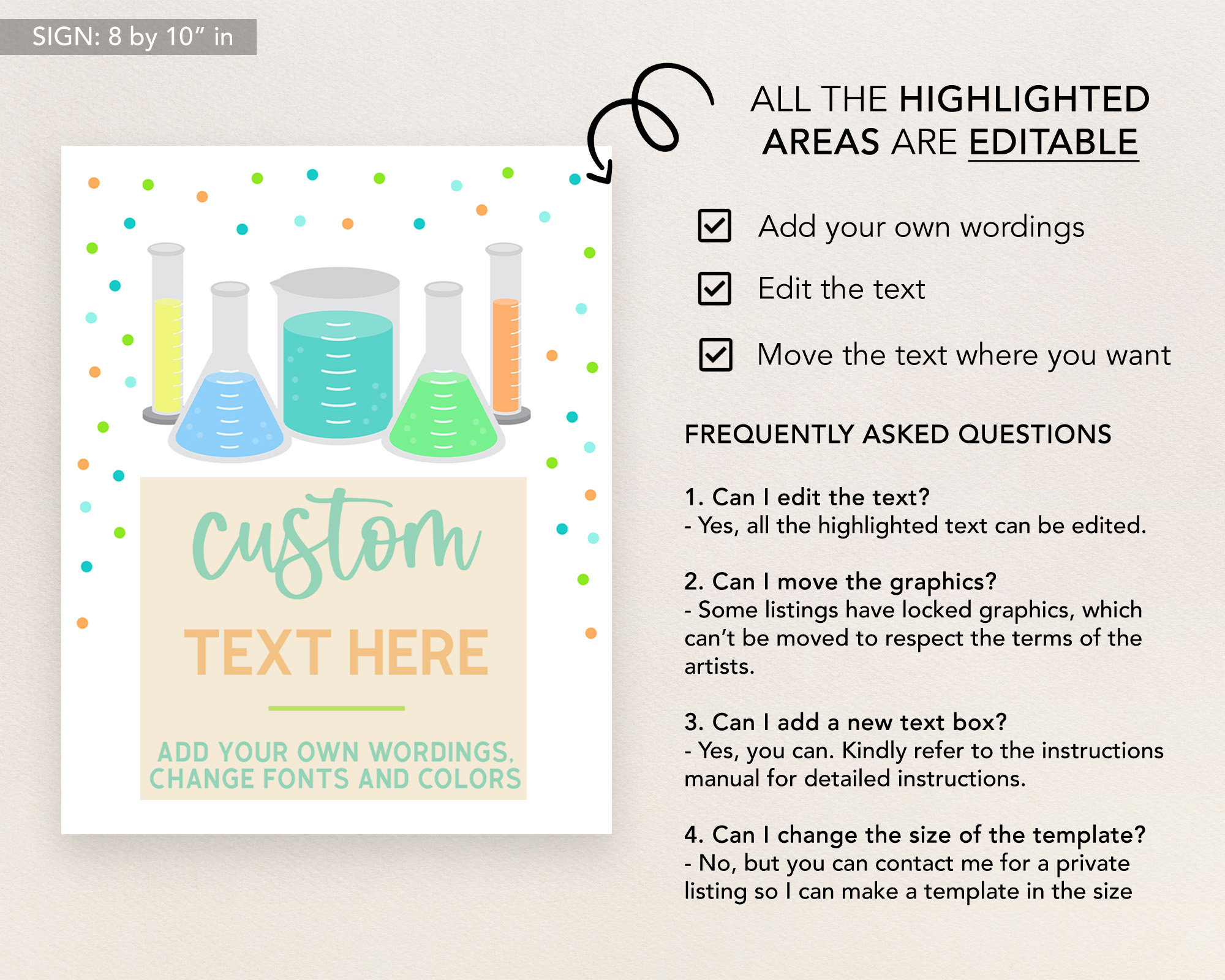 EDITABLE Mad Science Birthday Custom Text Sign Blue Science - Etsy