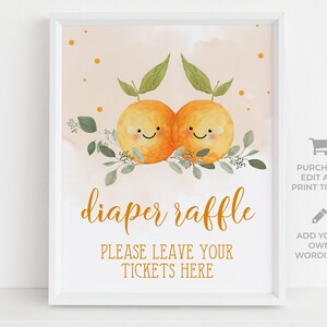 EDITABLE Diaper Raffle Sign and Card, Two Little Cuties Are on the Way ...