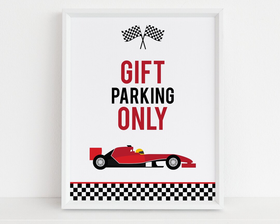 Fast One Gift Parking Only Sign, EDITABLE Race Car Party Decor, First ...