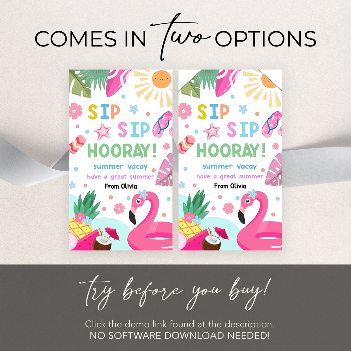 Editable Teacher Appreciation Tags, Sip Sip Hooray It's Summer Vacay ...