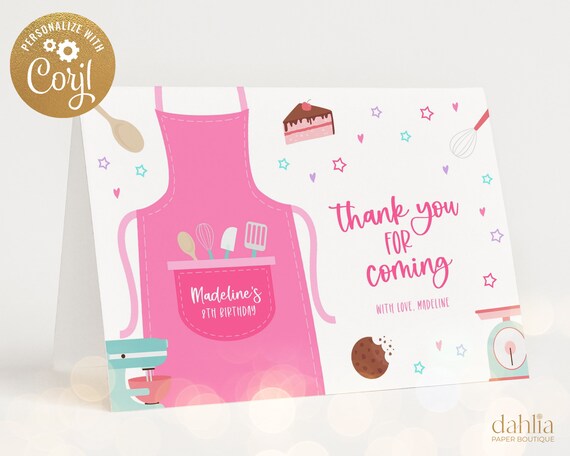Baking Thank You For Coming Tentfold Card, Editable Party Favor ...